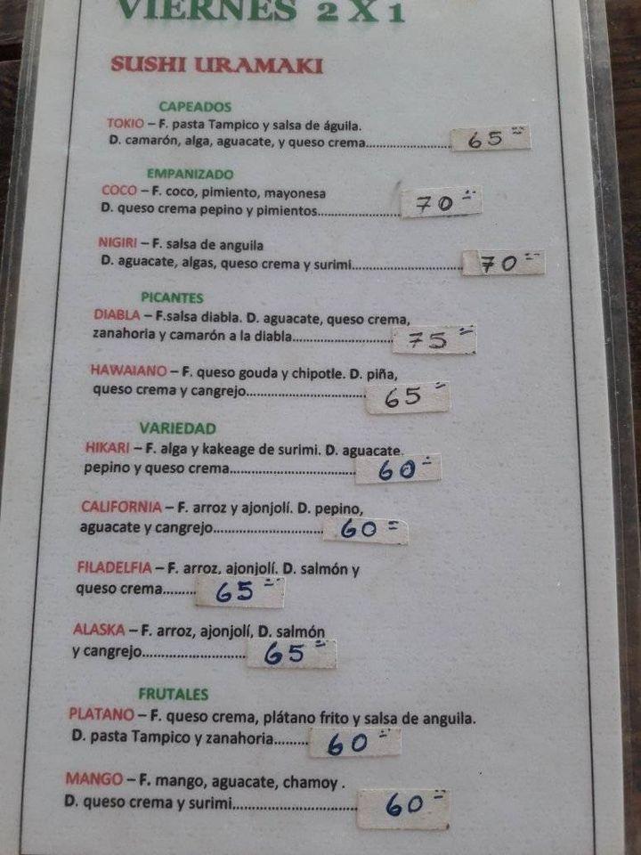 Menu at Restaurante Uramaki, Villa Lázaro Cárdenas