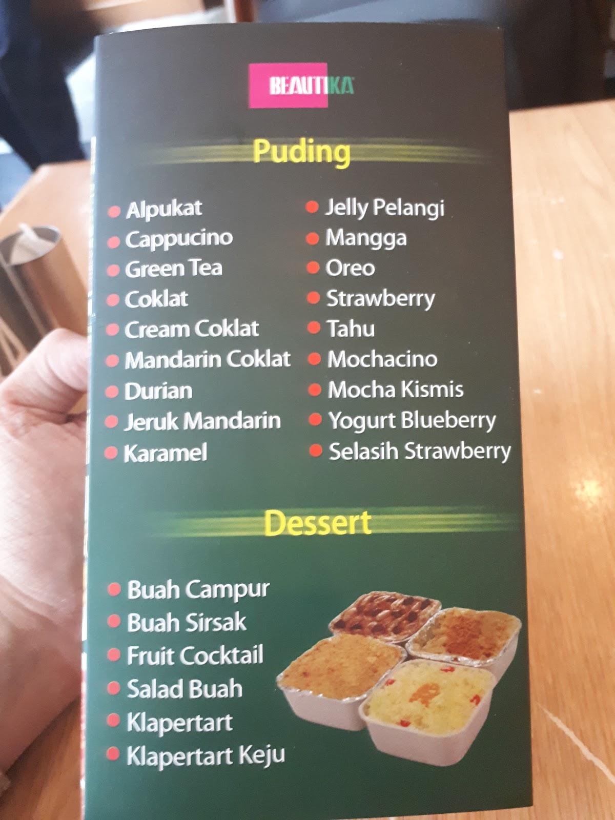 Menu at Restoran Beautika - Petojo restaurant, Jakarta, Jl. Abdul Muis ...