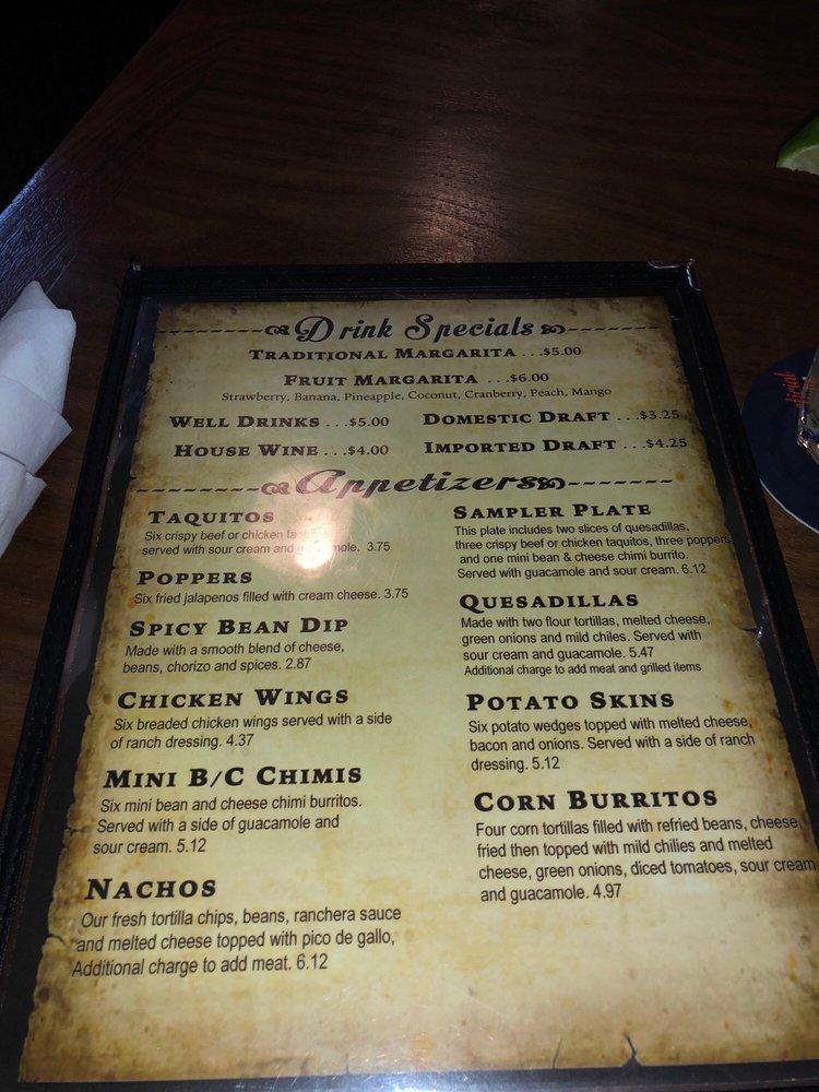 Menu at Yolanda's Mexican Café restaurant, Ventura, E Main St