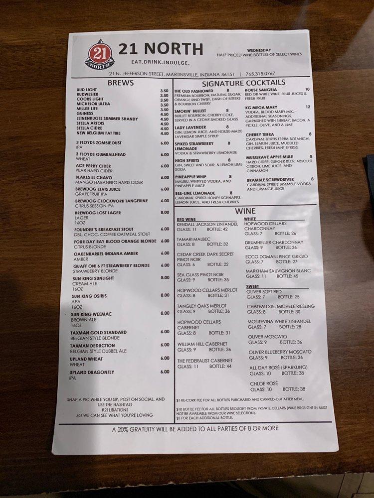 Menu at 21 North Eatery & Cellar. Chefs Table at 21 North restaurant ...