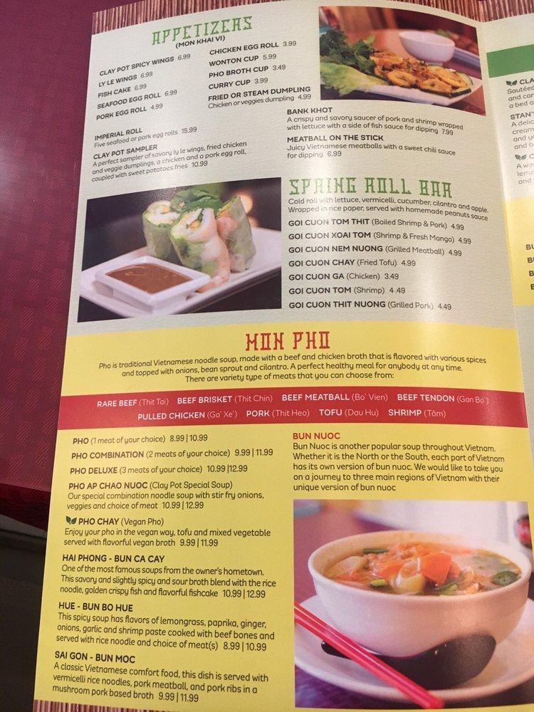 Menu at Clay Pot Restaurant, Waco, 416 Franklin Ave