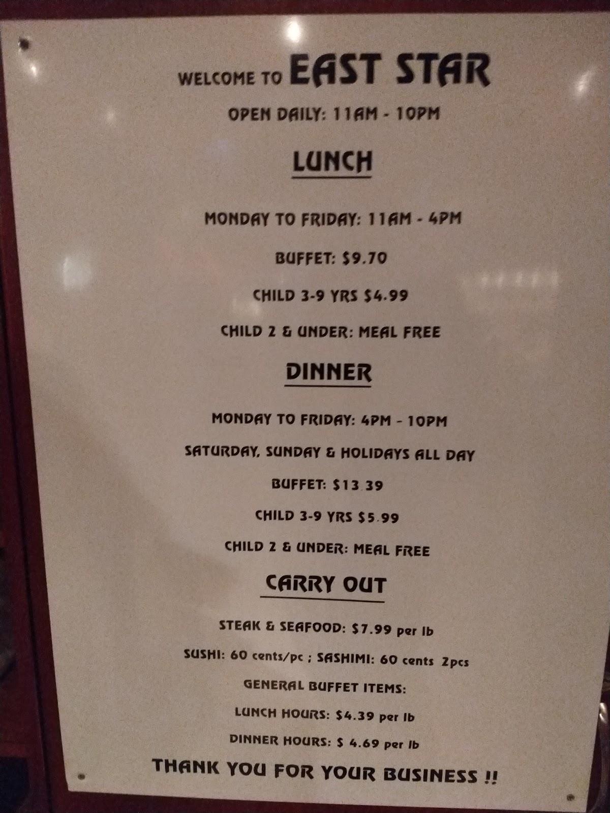 Menu at East Star Chinese Buffet restaurant, Houston, E NASA Pkwy