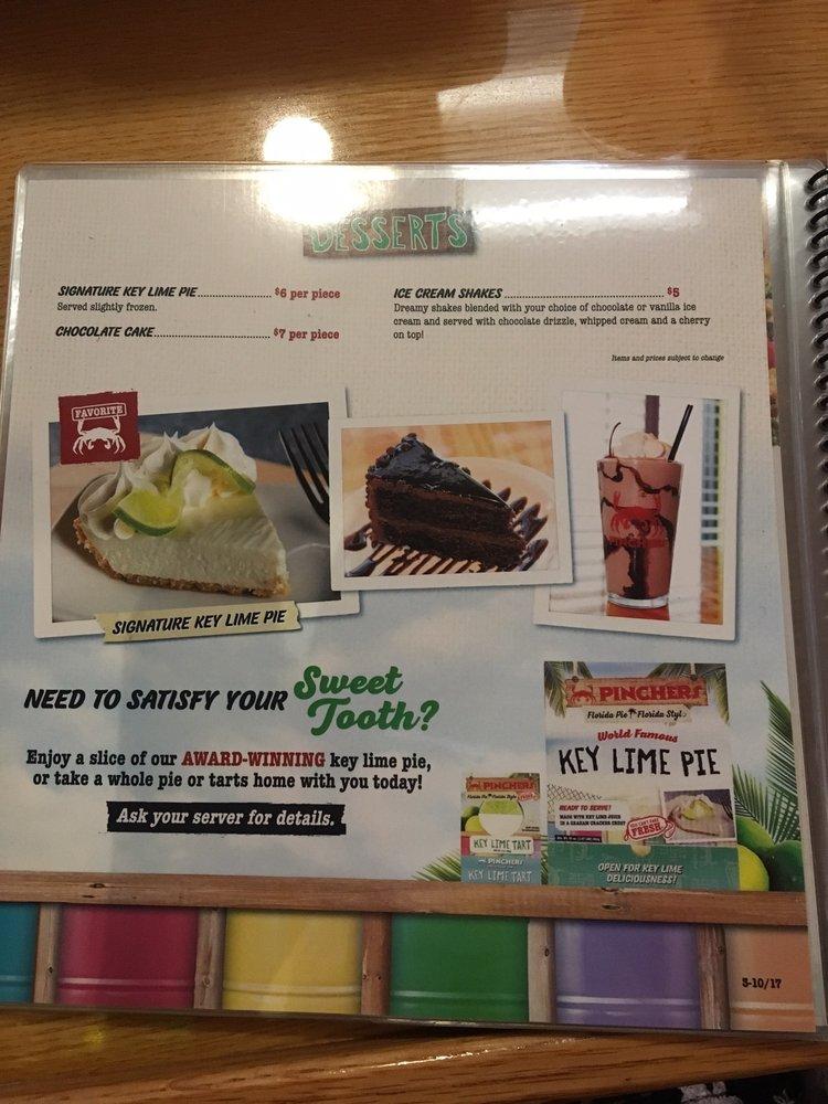 Menu at Pinchers restaurant, Marco Island