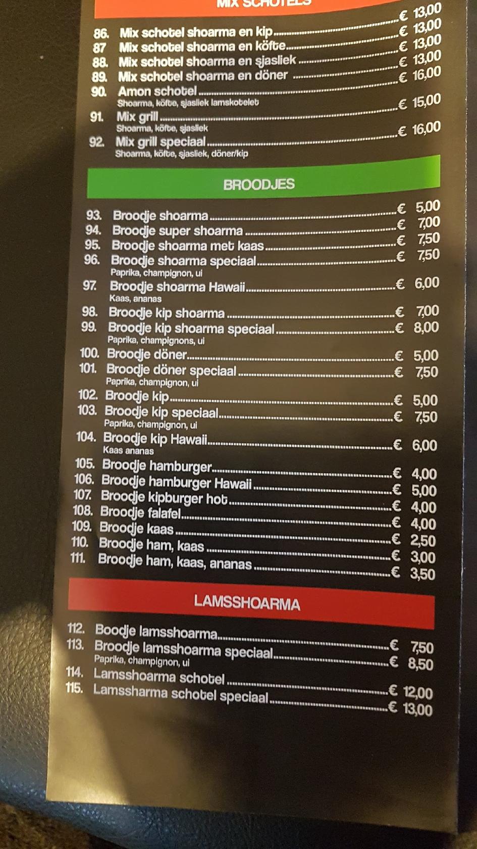 Menu at Amon, Herpen