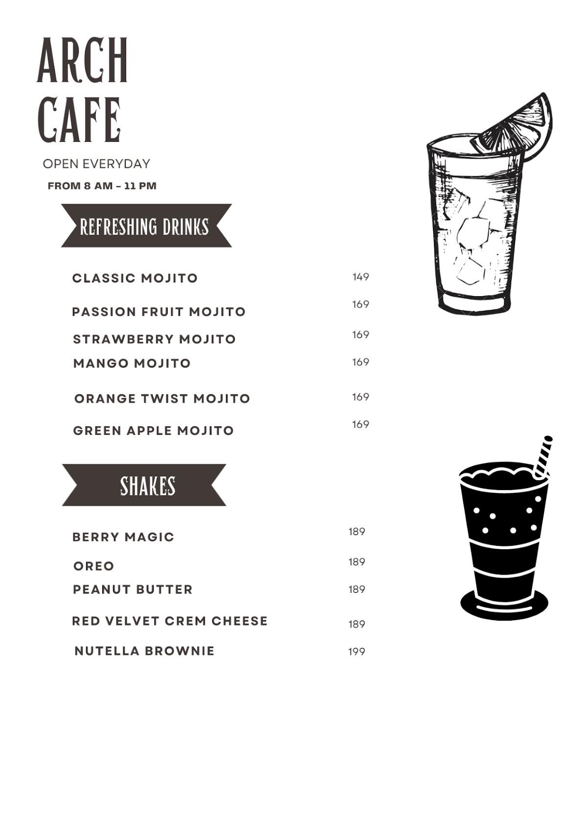 Menu at Arch Cafe - Kothapet, Hyderabad