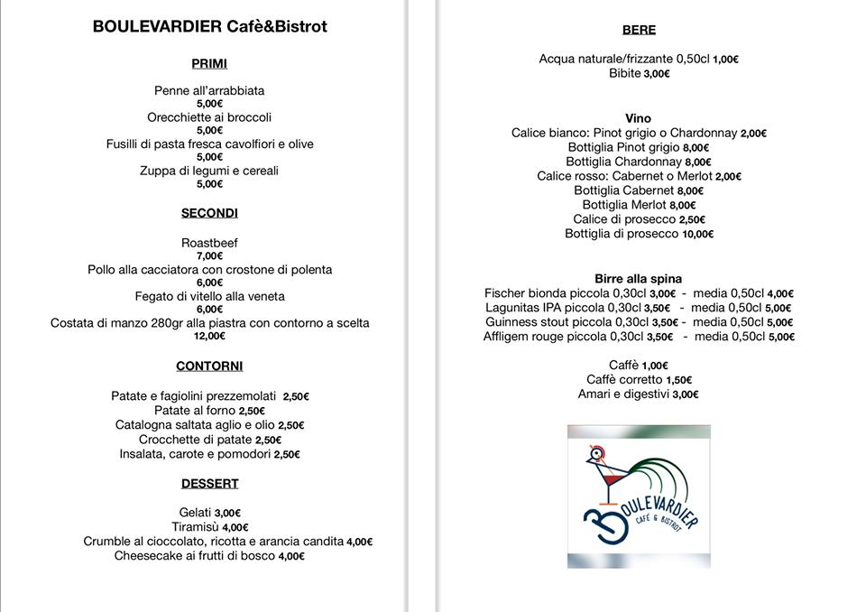 Menu at Boulevardier café & bistrot, Assago