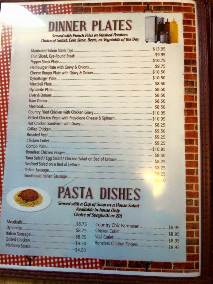 Menu at Castle Luncheonette restaurant, Woonsocket