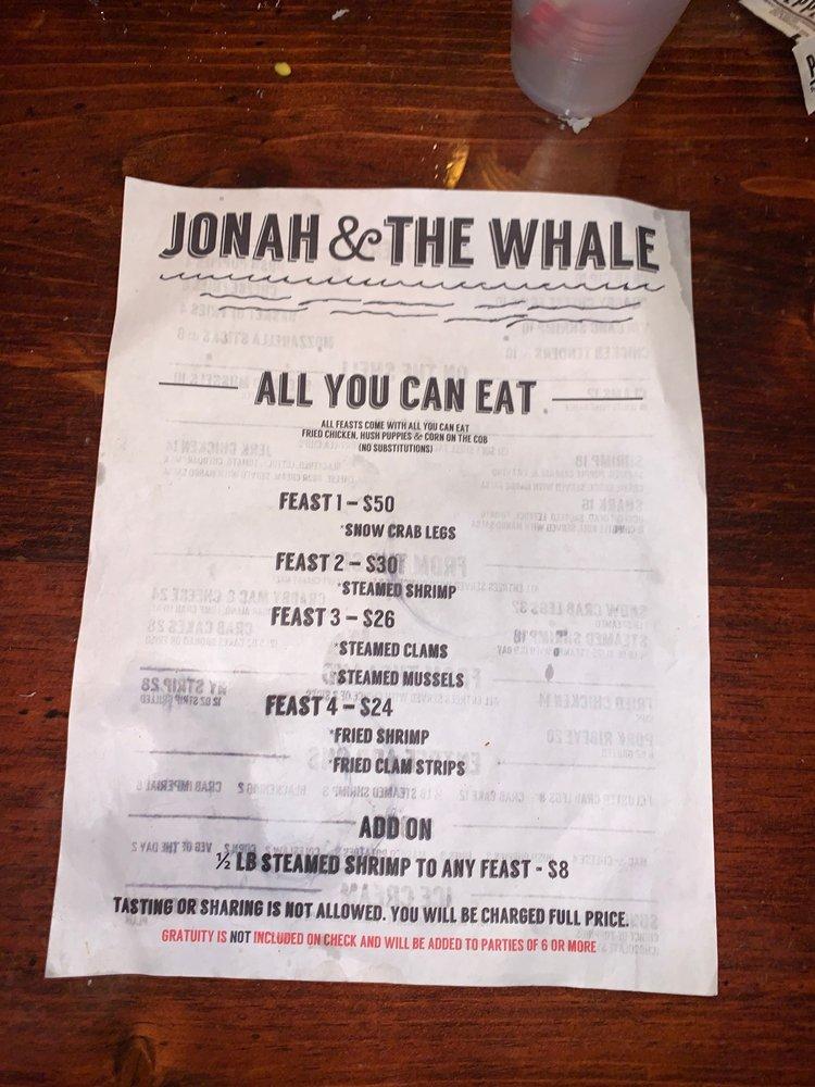Menu at Jonah and the Whale restaurant, Ocean City
