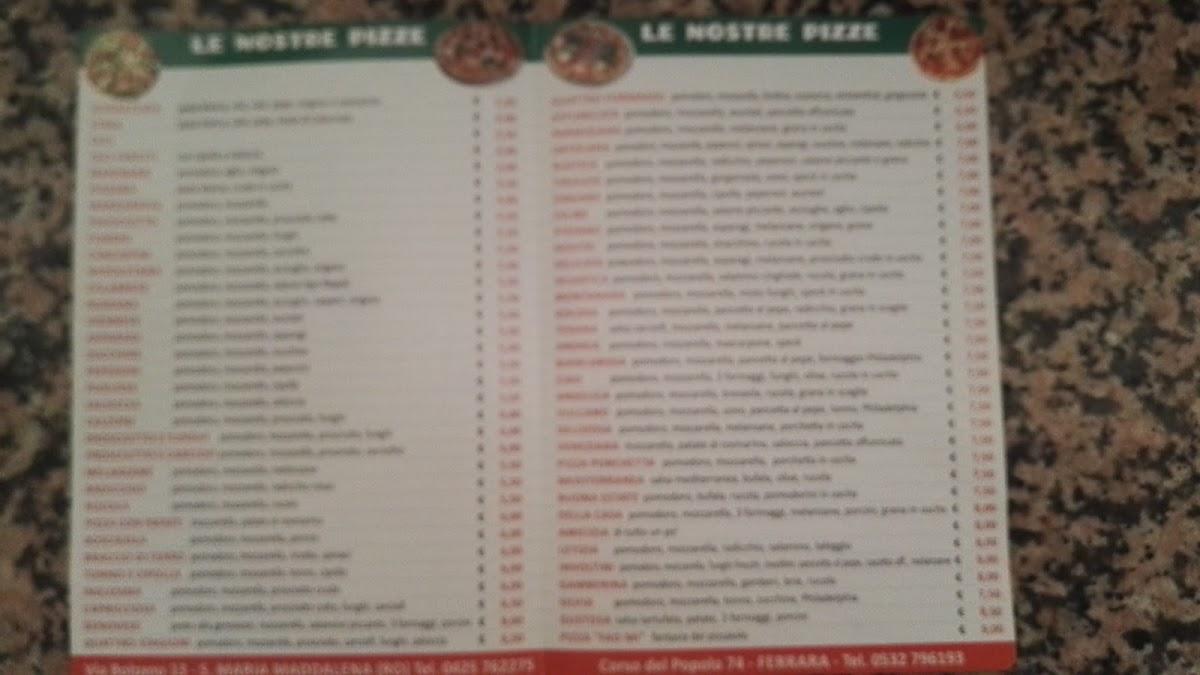 Carta de Pizzeria Da Stefano, Eurovo