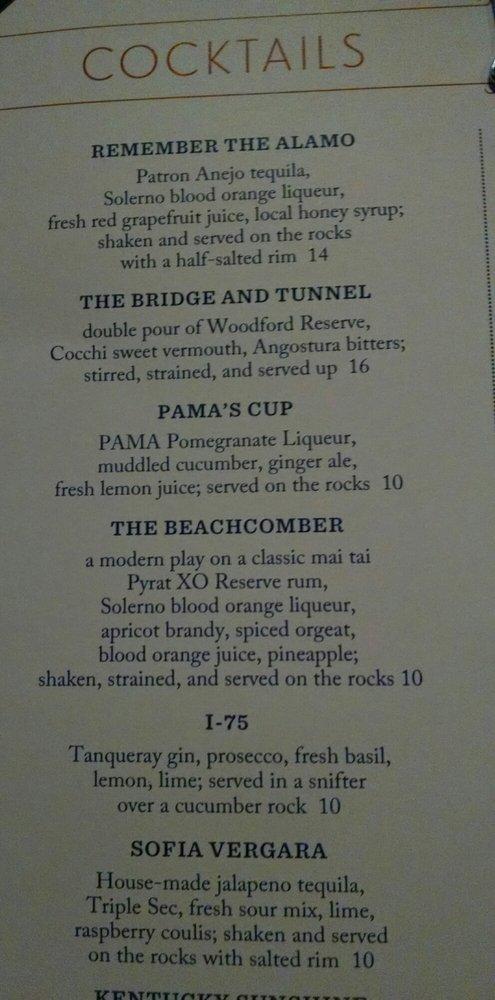 Menu at Ray's on the River steakhouse, Sandy Springs