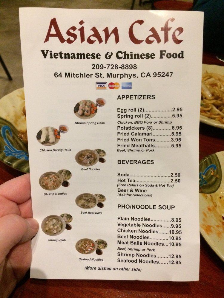 Menu at Asian Café restaurant, Murphys
