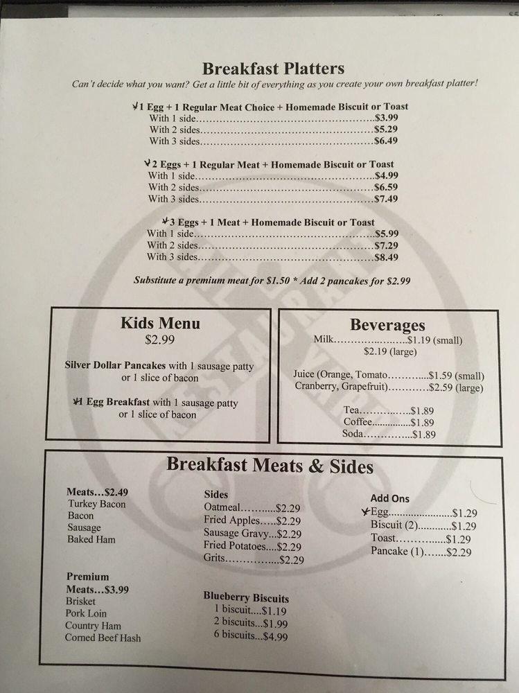 Menu at Rail Yard Restaurant, Appomattox