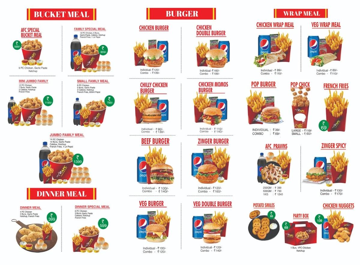 Menu at The AFC Fried Chicken koothuparamba, Thalassery