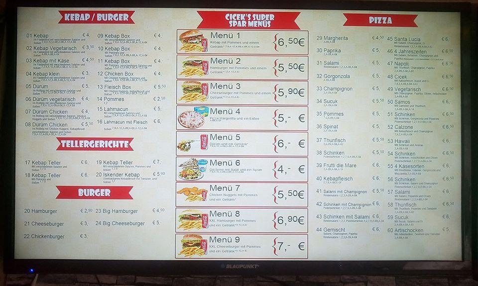 Carta del restaurante Ciceks Imbiss, Burladingen