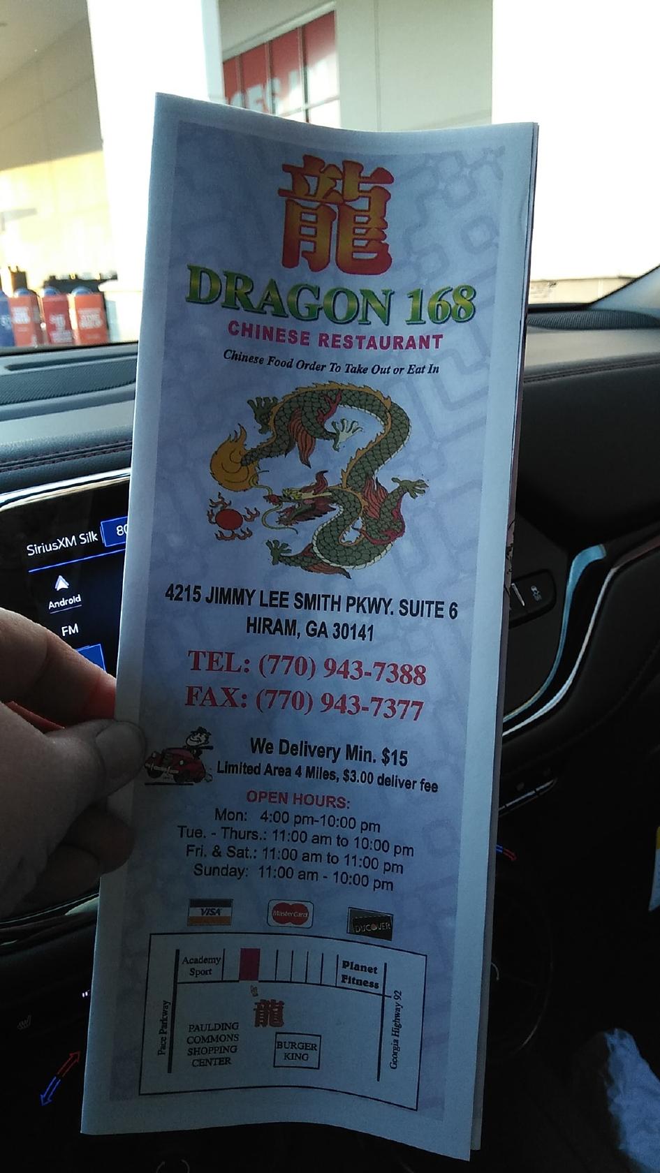 Dragon 168 Restaurant in Hiram - Restaurant menu and reviews