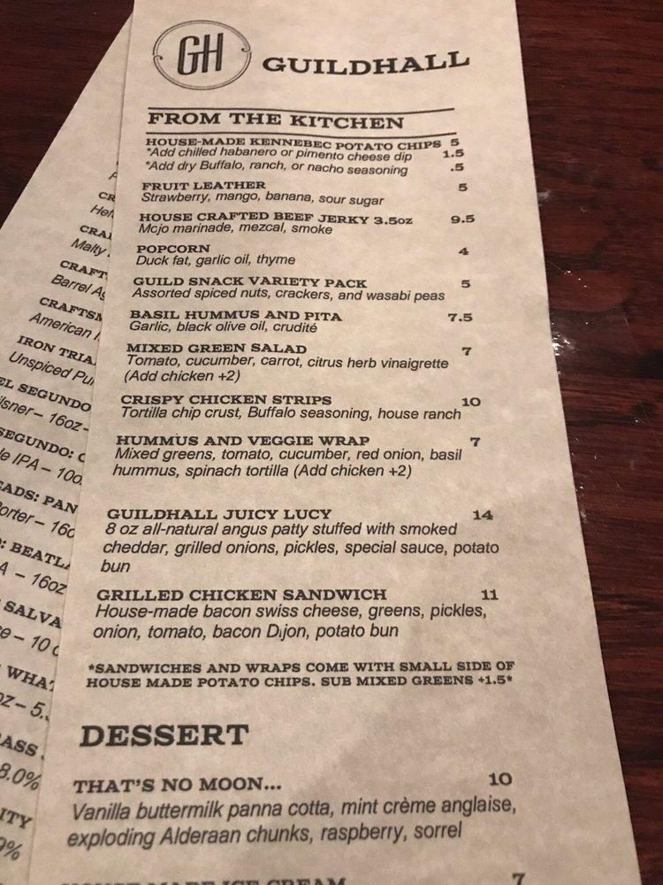 Menu at Guildhall pub & bar, Burbank