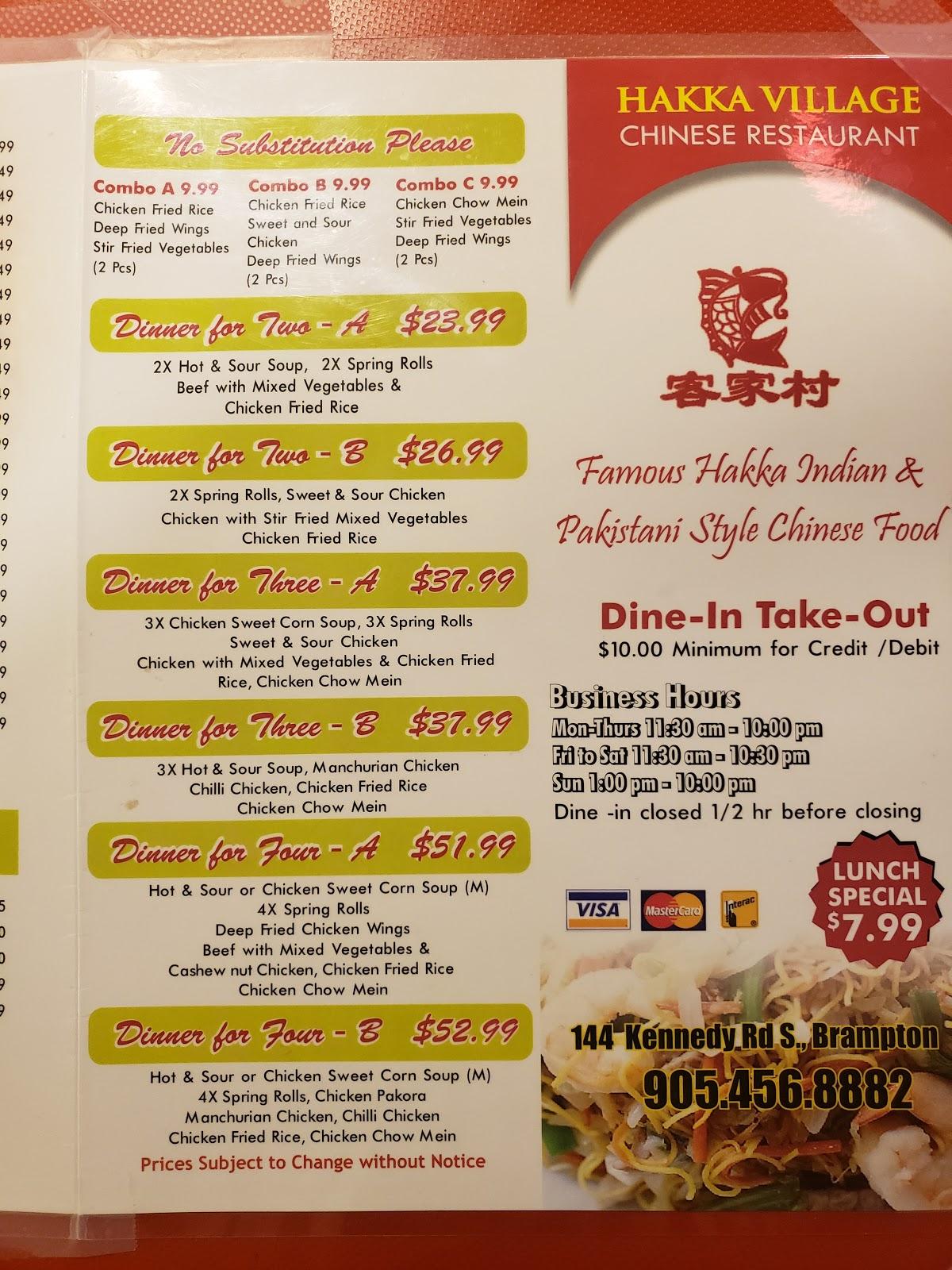 Menu at Hakka Village Chinese Restaurant, Brampton