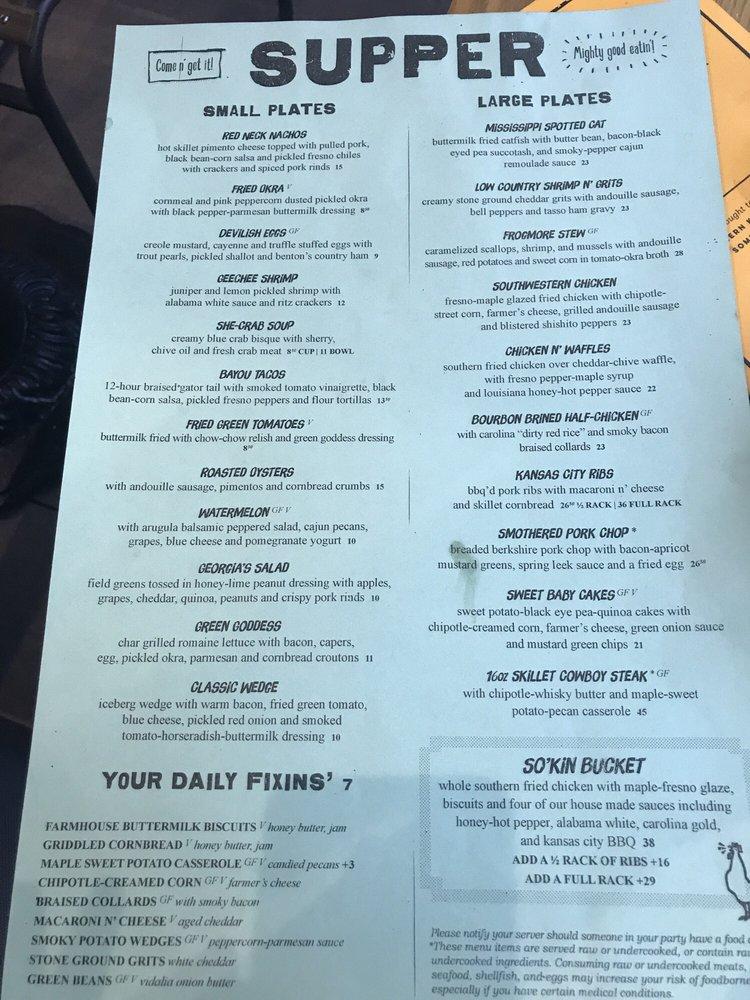 Menu at Southern Kin Cookhouse pub & bar, Somerville