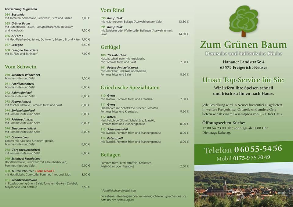 Zum Grünen Baum Heidelberg Speisekarte – WARRMX
