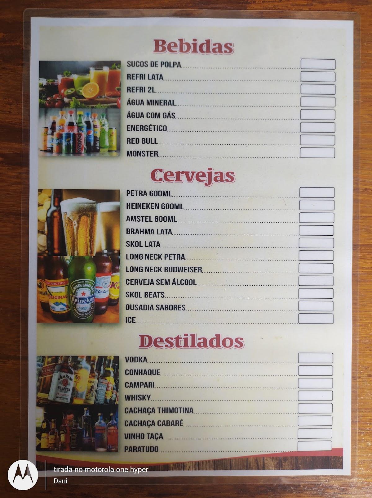 Menu em Bar piscina e pesque e pague Tôa Tôa, Brejetuba