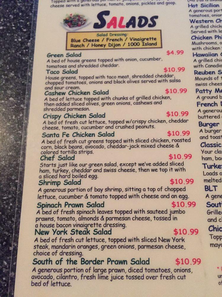Menu at Buzz's Bar & Grill, Olympia