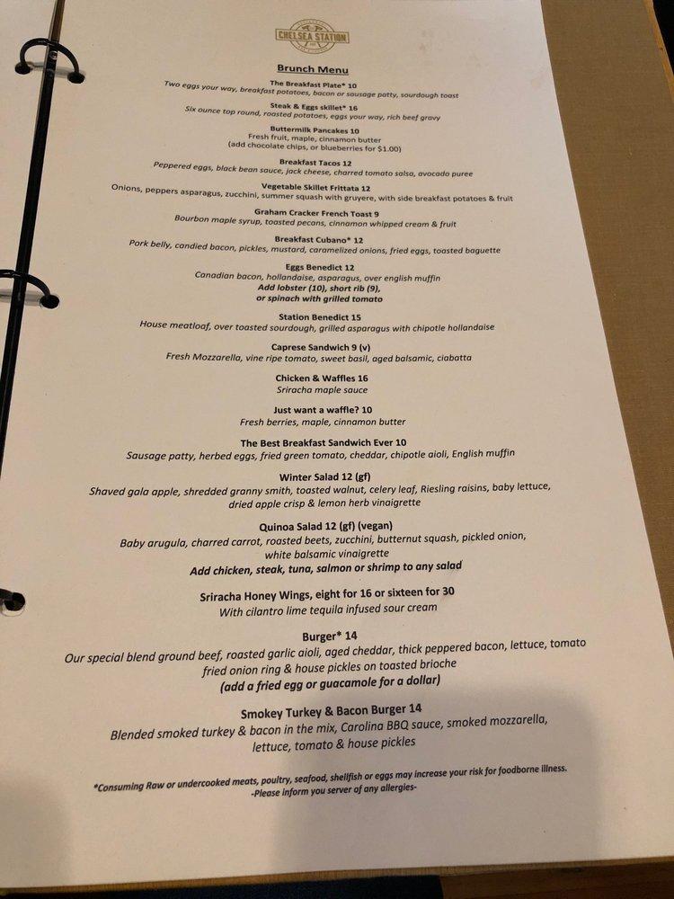 Menu at Chelsea Station Restaurant Bar & Lounge, Chelsea