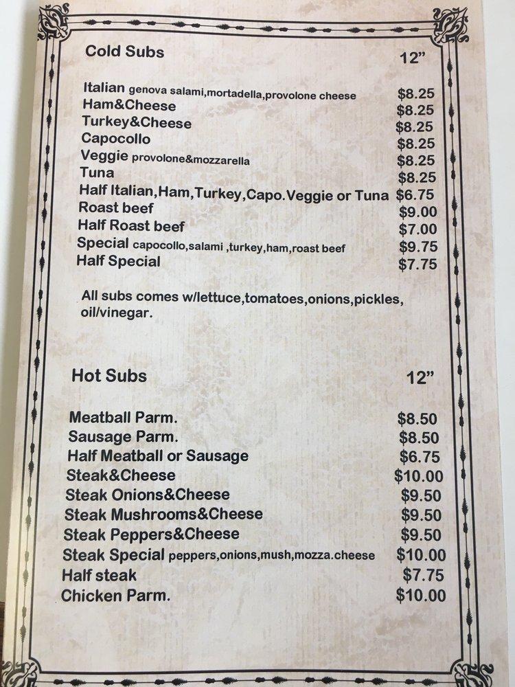 Menu at Fabio's pizza pizzeria, Naples