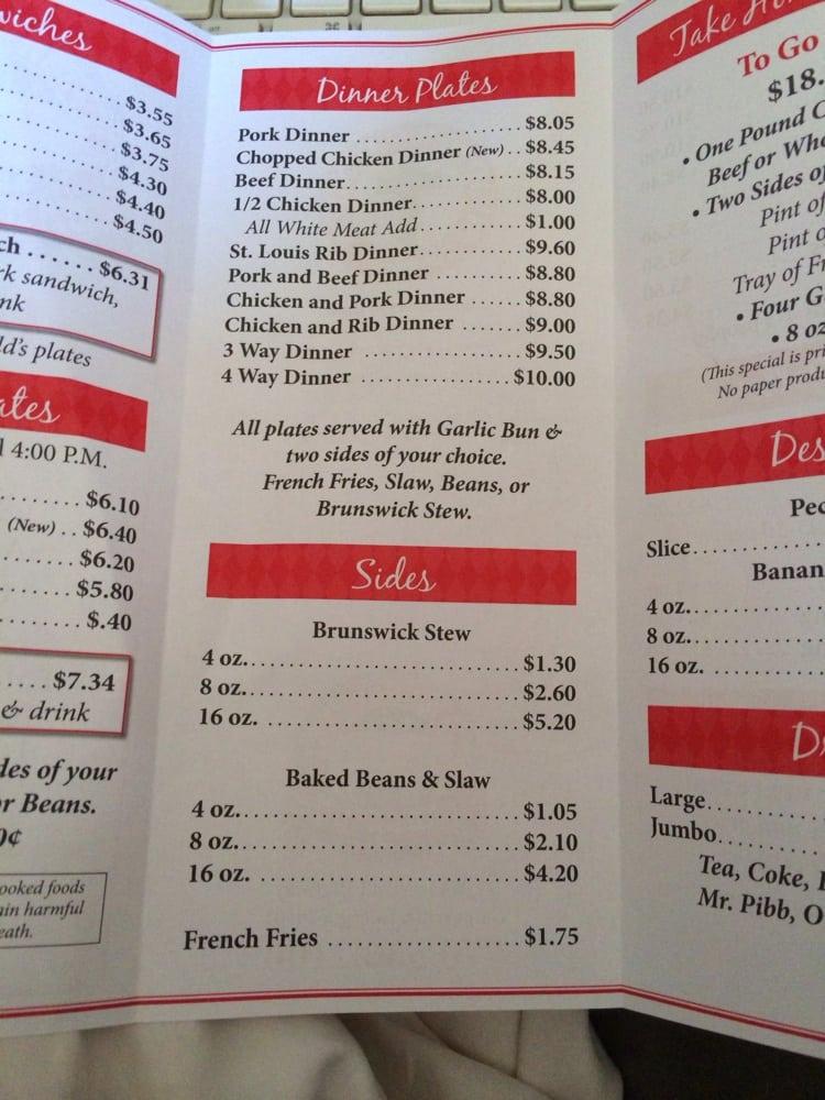Menu at Johnny's BBQ, Gainesville