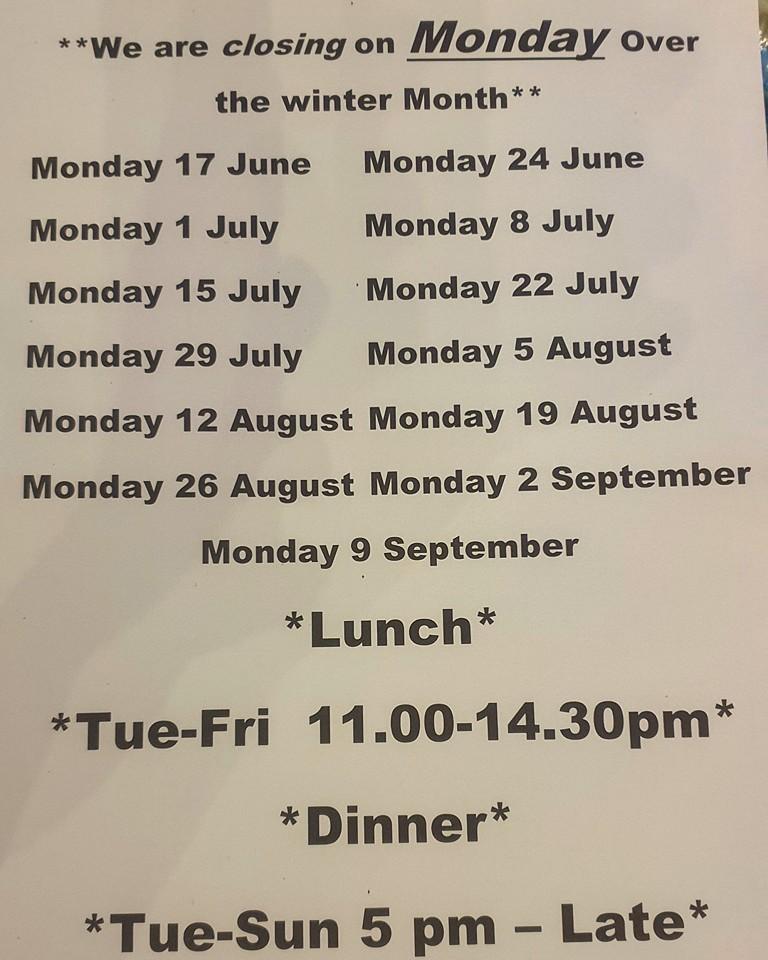 Menu at Nakontong Thai restaurant, Thames