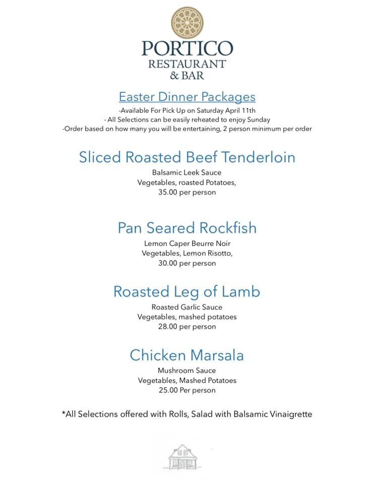 Menu at Portico Restaurant, Richmond, River Rd