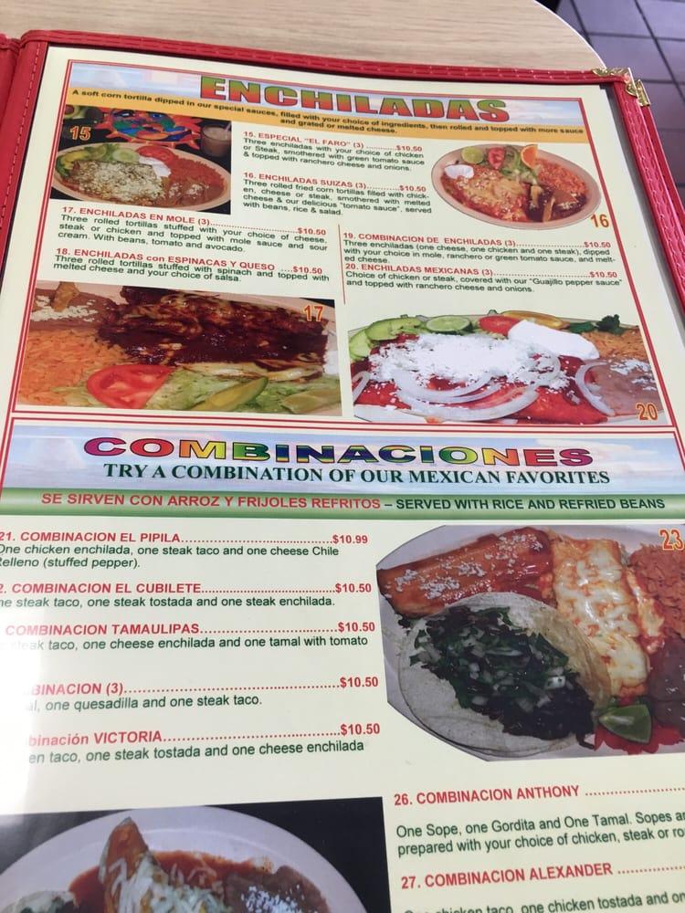 Menu at EL FARO MEXICANN CUISINE restaurant, Elgin, Lillian St