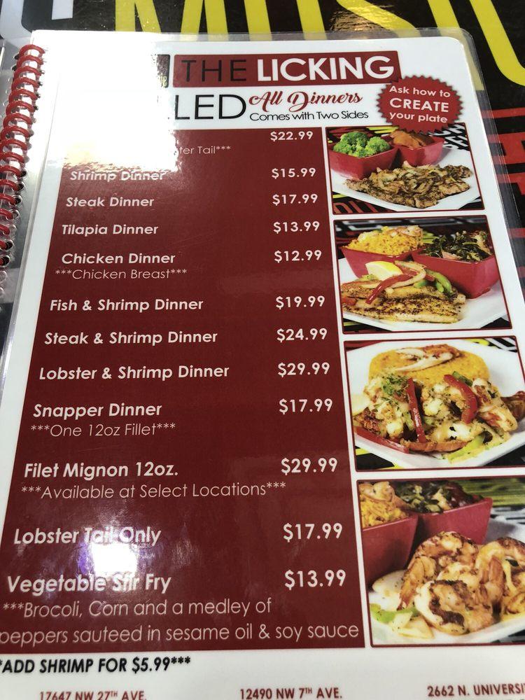 Menu at The Licking Miami Gardens restaurant, Miami Gardens, NW 27th Ave