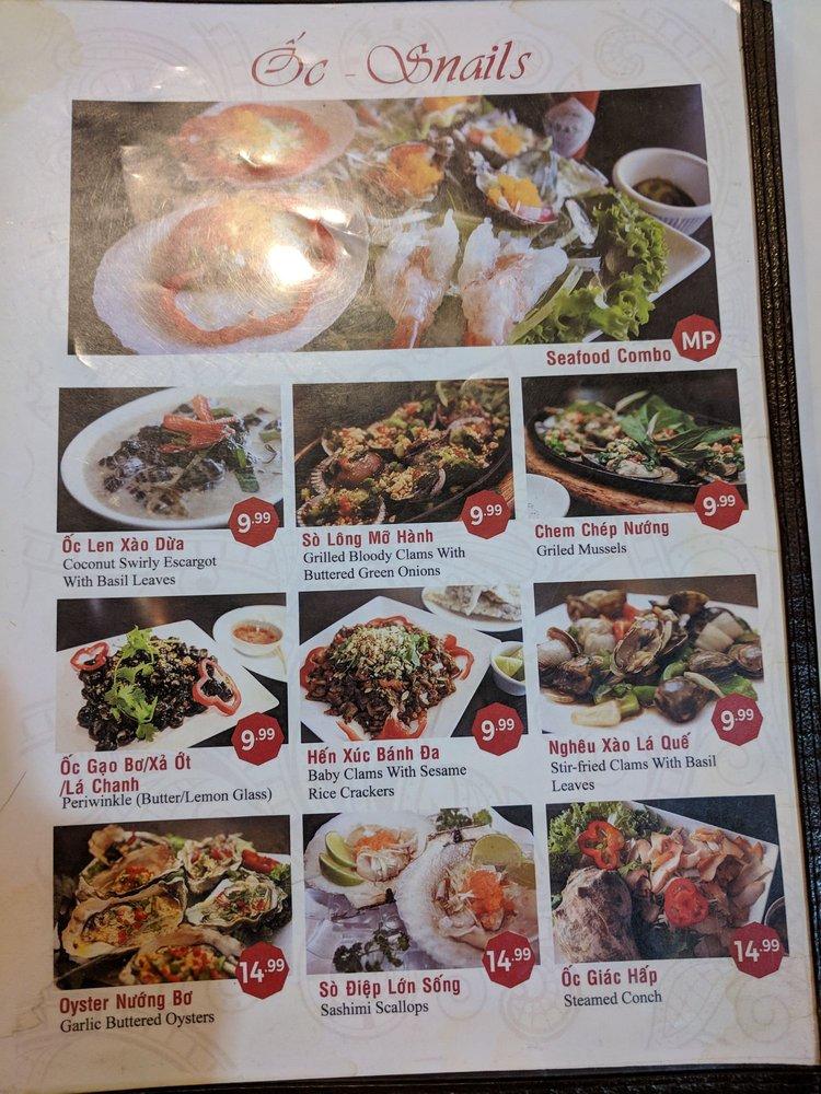 Menu at Tràm Chim Fresh Seafood restaurant, Westminster, Bolsa Ave Ste B