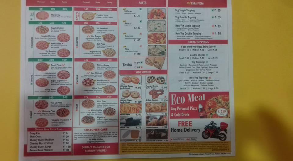 Menu at vip pizza, Nabha, 95G6+8WM