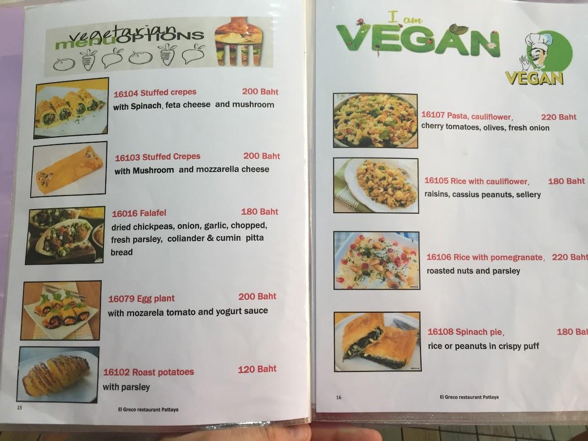 Menu at El Greco Greek and Mediterranean Restaurant Pattaya, Pattaya City