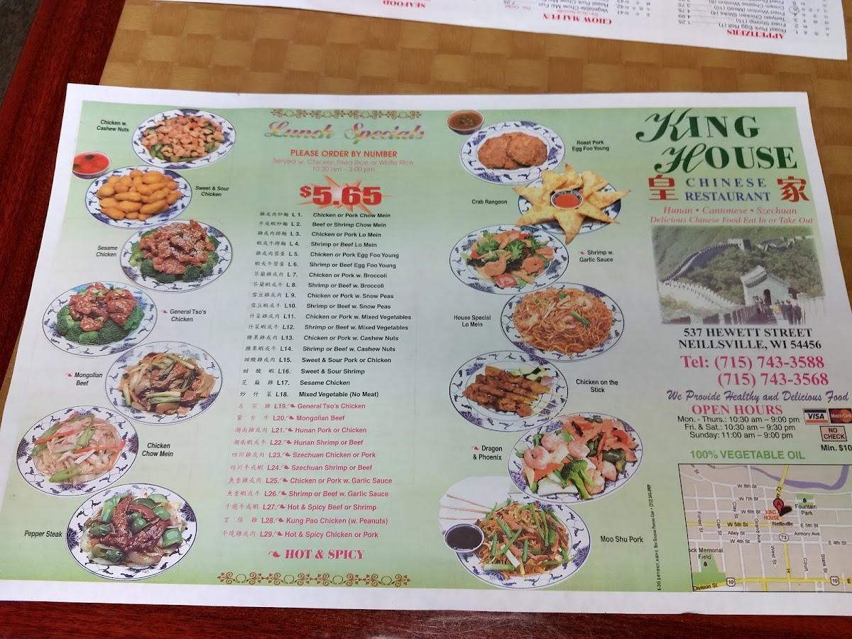 Menu at King House Chinese Restaurant, Neillsville