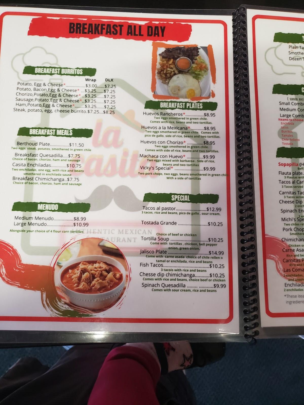 Menu at La casita authentic Mexican Restaurant, Berthoud