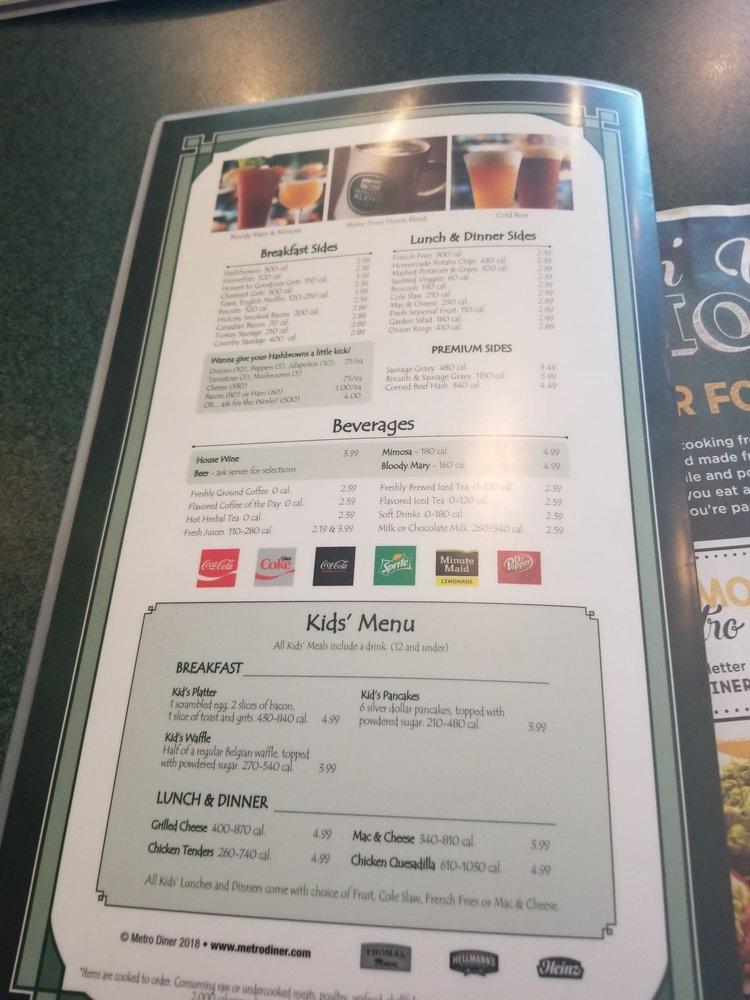Menu at Metro Diner restaurant, Huntsville, 975 Airport Rd SW Suite 20 - 22