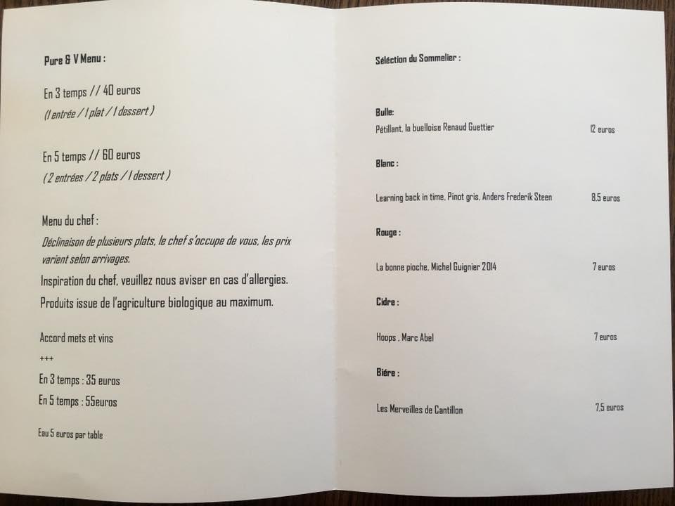 Menu at Restaurant Pure & V, Nice
