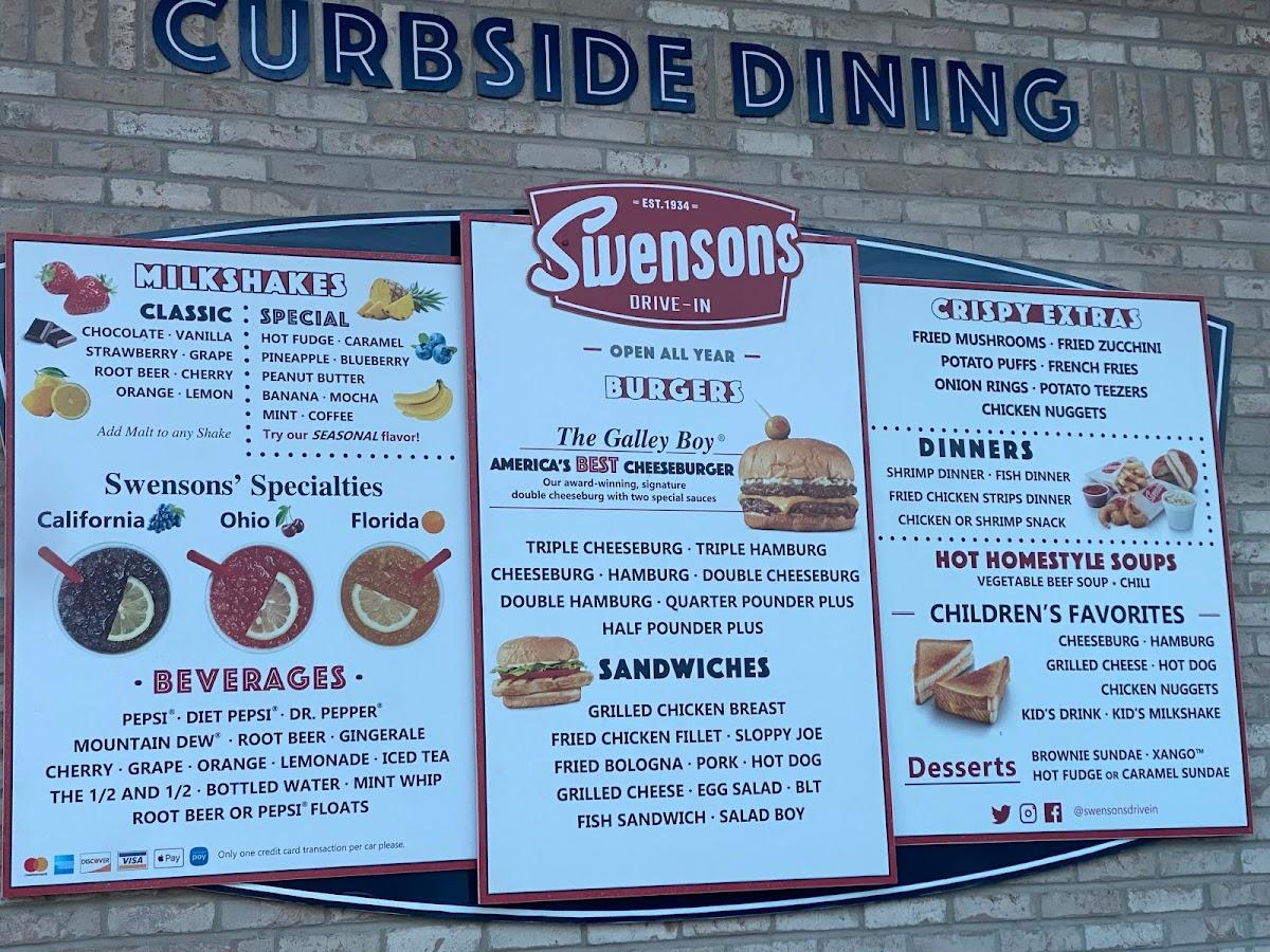 Menu at Swensons Drive-In fast food, Columbus, Ikea Wy