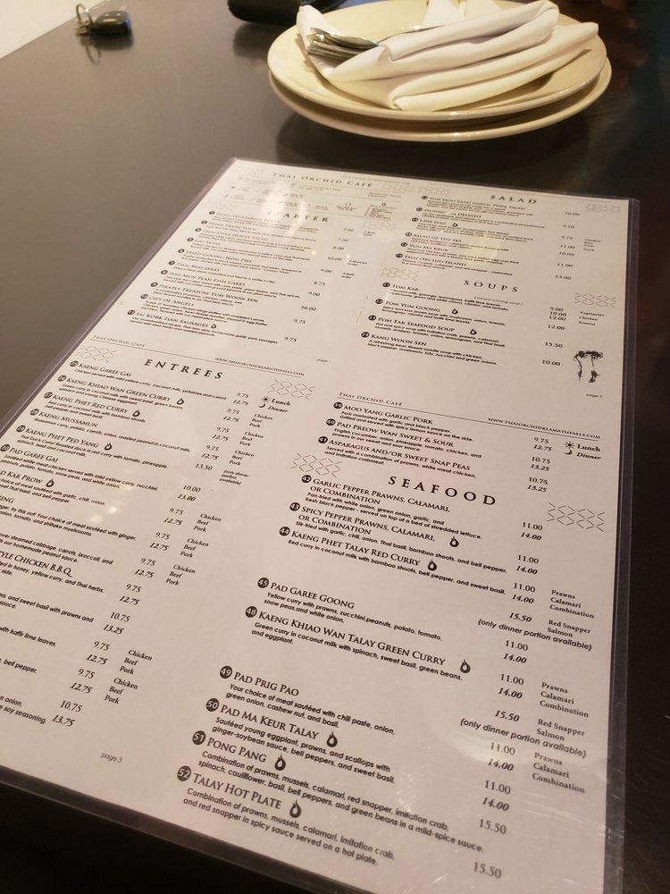 Menu at Thai Orchid Cafe - Main Street, Klamath Falls