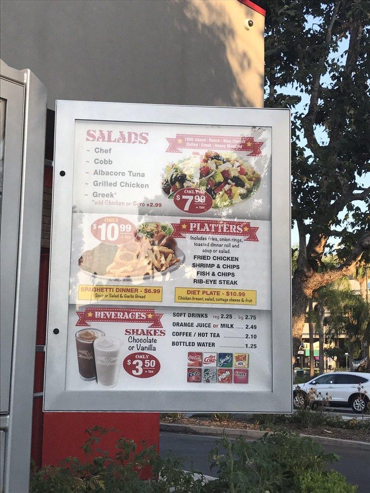 Menu at Victory Diner restaurant, Orange