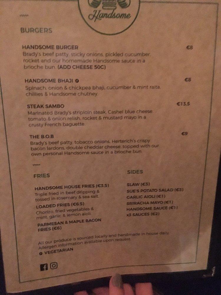 Menu at Caribou pub & bar, Galway