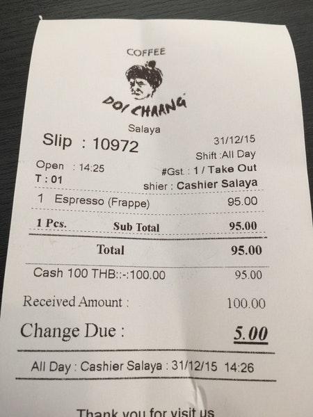 Menu at Doi Chaang Coffee, Tha Talat, CentralPlaza Salaya