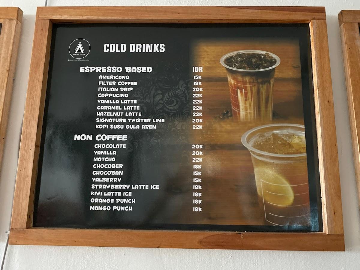 Menu at Adelina Coffee, Bandung