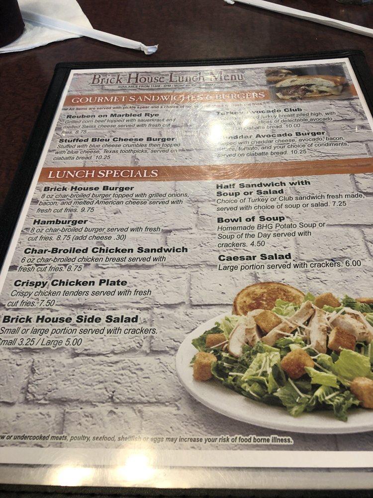 Menu at Brick House Grill steakhouse, Hot Springs