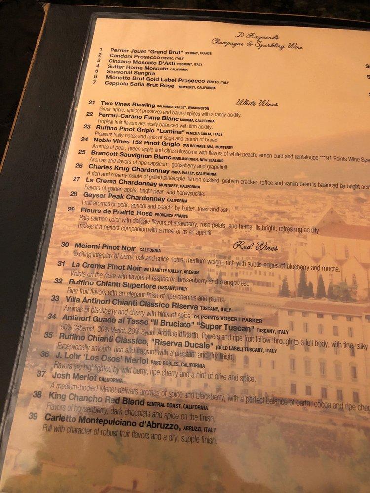 Menu at D'Raymonds restaurant, Albany