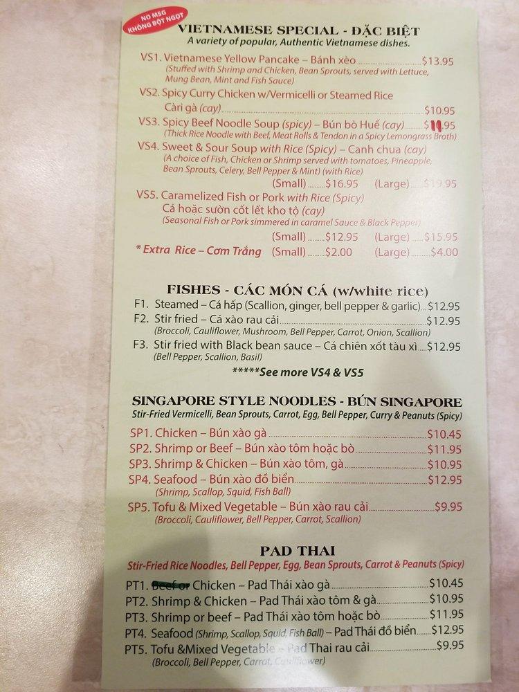 Menu at Doan's Vietnamese Cuisine restaurant, Charlotte