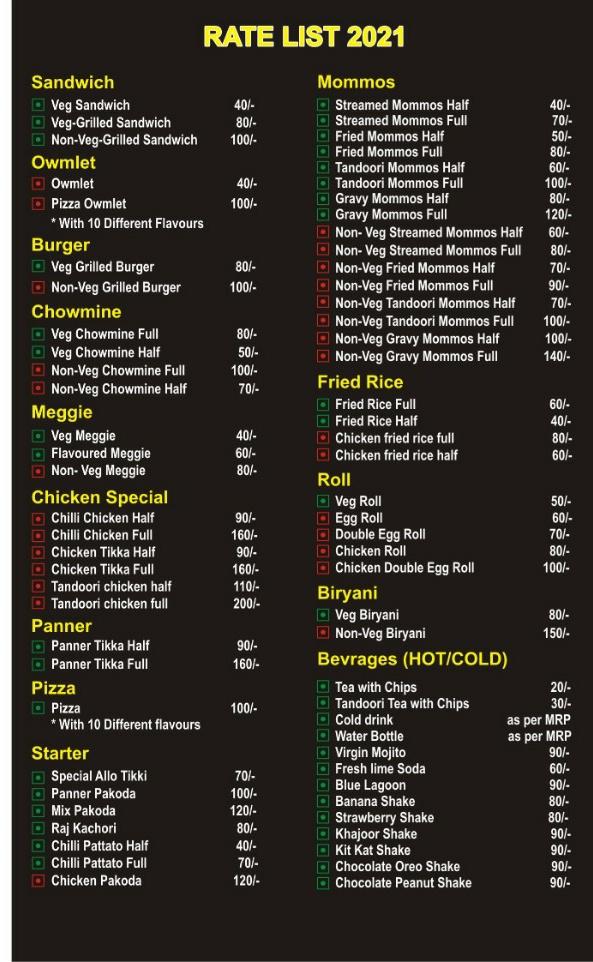 Menu at Foodies Village, Greater Noida