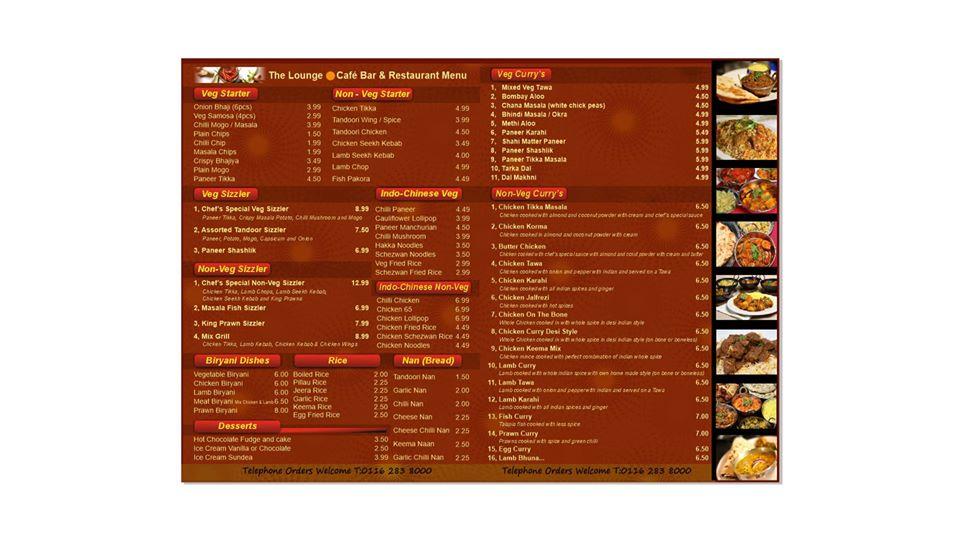 Menu at Lounge Cafe Bar & Restaurant, Leicester